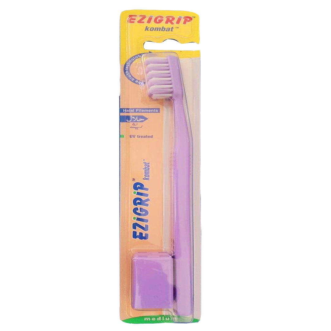 Buy Ezigrip Kombat Medium Toothbrush Purple Online in Pakistan My Vitamin Store Toothbrushes