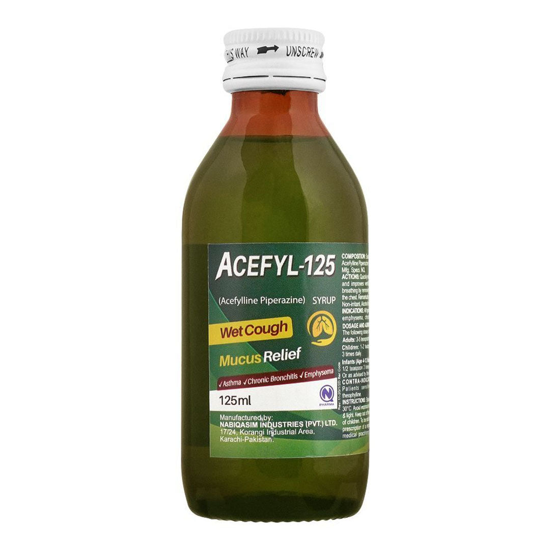 Acefyl-125 (Acefylline Piperazine) Syrup, 125 ml By Nabiqasim Online in ...