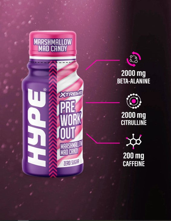 Buy Hype Xtreme Pre-workout Energy Shot (Marshmallow Mad Candy), 60ml ...