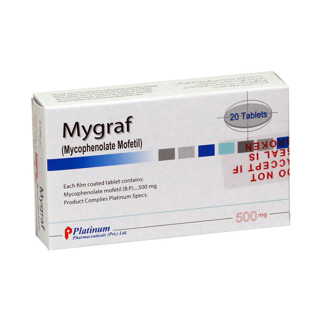 Mygraf (Mycophenolate Mofetil) 500 mg, 20 Ct By Platinum Pharma Online ...