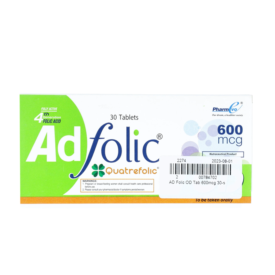 Buy PharmEvo AD Folic OD 600mcg, 30 Ct Online in Pakistan | My Vitamin ...
